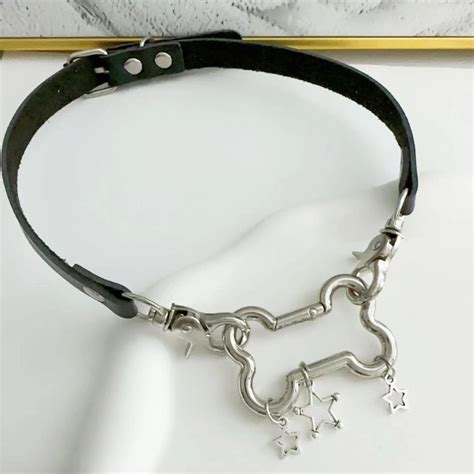 Autu Harajuku Star Pentagrams กระดูกหนัง Choker สําหรับผู้หญิงหวานเย็น