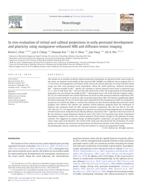 Pdf In Vivo Evaluation Of Retinal And Callosal Projections In Early Postnatal Development And