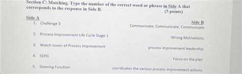 Solved Section C Matching Type The Number Of The Correct