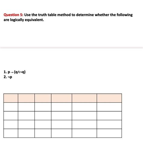 Solved Question 5 Use The Truth Table Method To Determine Chegg Com