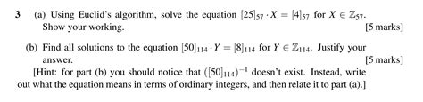 Solved A Using Euclid S Algorithm Solve The Equation Chegg