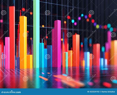 Bar Chart With Colorful Bars Rising From A Digital Graph Stock
