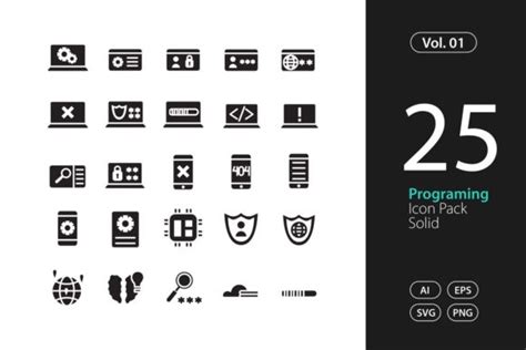 25 Programing Icon Set Vector Svg And Eps Graphic By Sixtwenty Studio · Creative Fabrica