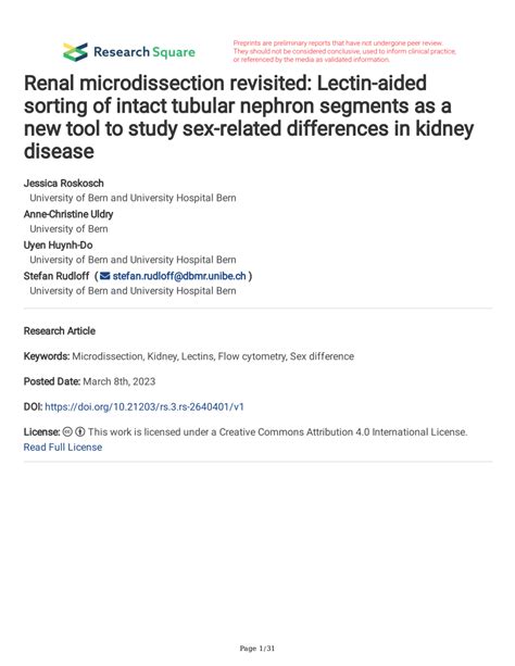 Pdf Renal Microdissection Revisited Lectin Aided Sorting Of Intact Tubular Nephron Segments