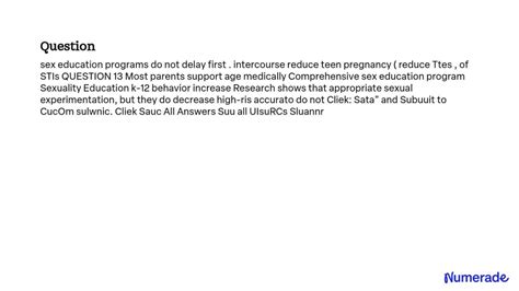 SOLVED Most Parents Support Age Appropriate Comprehensive Sex