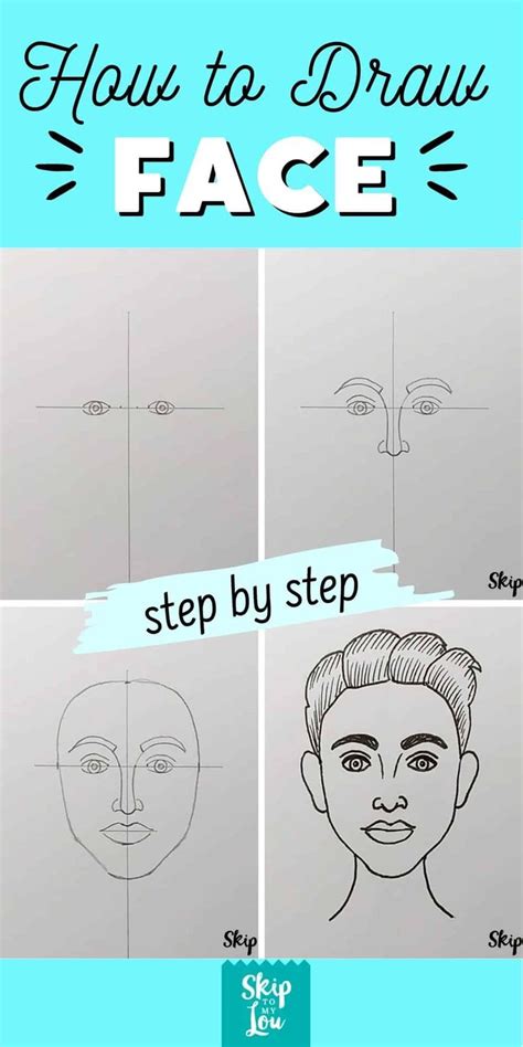 How To Draw A Face Step Simple Guide Skip To My Lou Drawings Image Collage Draw