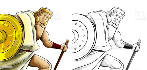 흰색 배경에 로마 또는 그리스 고대 캐릭터 전사 또는 검투사만화 스케치 장면 일러스트 검투사에 대한 스톡 벡터 아트 및 기타 이미지 검투사 고대의 고풍스런 Istock