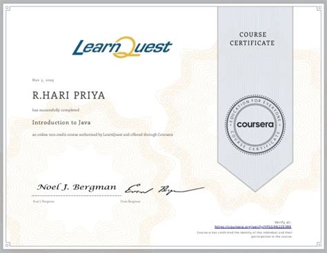 Hi All I Have Successfully Completed The Course Introduction To Java