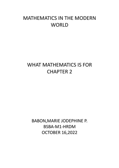 Vignette How Important Mathematics Mathematics In The Modern World What Mathematics Is For
