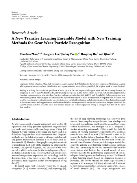 Pdf A New Transfer Learning Ensemble Model With New Training Methods For Gear Wear Particle