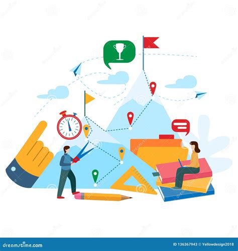 Teamwork Consept Plan Solve Problems Company Vector Business Concept Illustration Stock