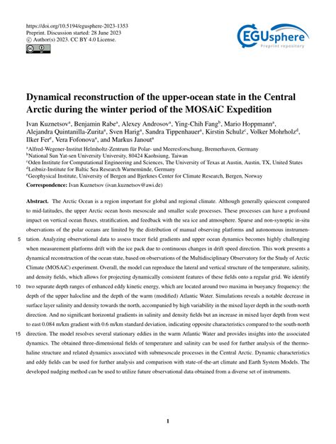 Pdf Dynamical Reconstruction Of The Upper Ocean State In The Central
