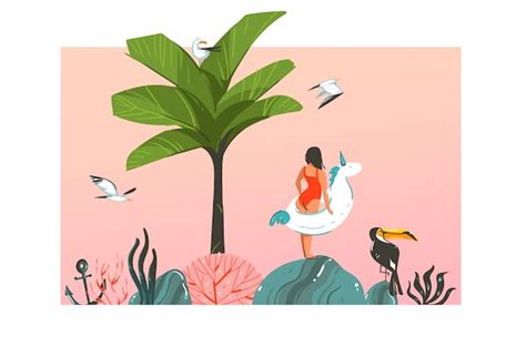 그라데이션 해변 일몰 풍경 무료 벡터