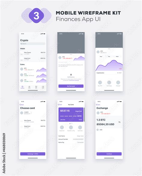 Mobile App UI UX Design Kit Finances Web Site Or Mobile Template Responsive GUI Layout Stock
