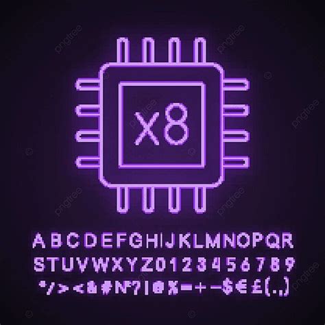 Octa Core Processor Neon Light Icon Information Constructor Micro