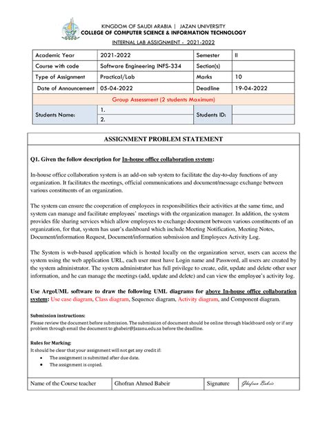 Infs 334 Internal Lab Assignment Kingdom Of Saudi Arabia Jazan University College Of