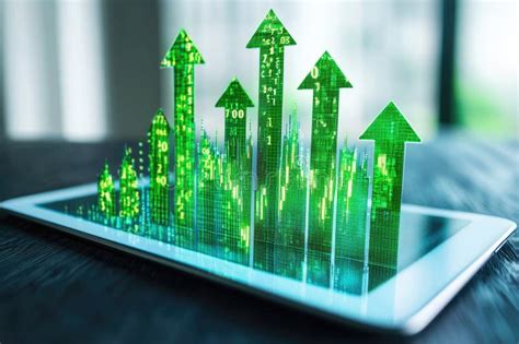 Futuristic Tablet Displaying Growth And Data Trends Stock Image Image Of Growth Business