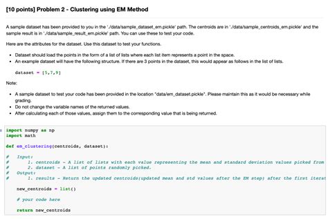 Input 1 Centroids A List Of Lists With
