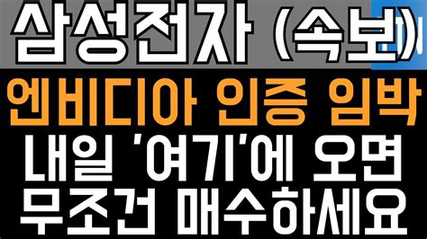 삼성전자 주가전망 속보 엔비디아 인증 임박 내일 여기에 오면 무조건 매수하세요 Youtube