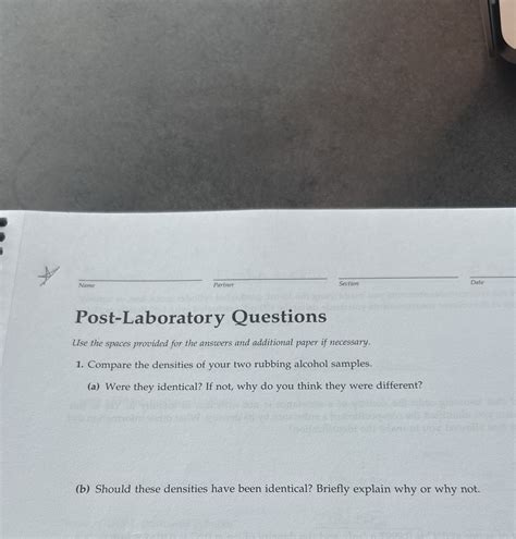 Solved Post Laboratory Questionsuse The Spaces Provided For