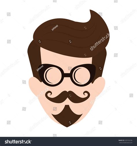 Cartoon Man Face Glasses Mustache Icon Stock Vector Royalty Free