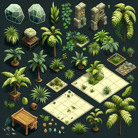 illustrated tileset sprite sheet art midjourney prompt promptbase