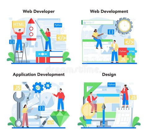 Web Development Concept Set Website Optimization And Web Page Interface Stock Vector