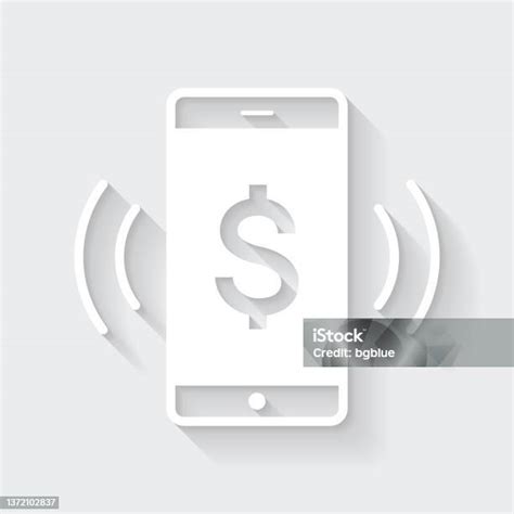 달러 기호와 스마트 폰 울림 빈 배경에 긴 그림자아이콘 플랫 디자인 0명에 대한 스톡 벡터 아트 및 기타 이미지 0명 3차원 형태 Brand Name Mobile