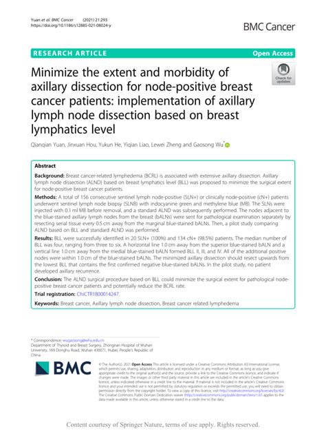 Pdf Minimize The Extent And Morbidity Of Axillary Dissection For Node Positive Breast Cancer