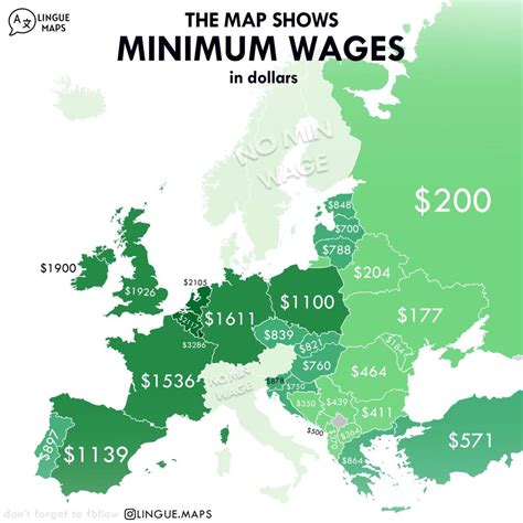 Minimum Wage Is Per Month In Europe By Maps On The Web