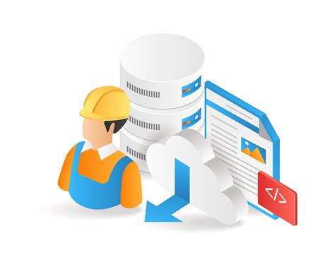 Flat Isometric 3d Illustration Web Hosting Database Maintenance