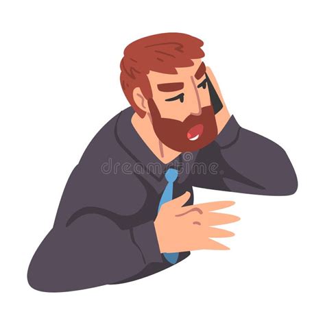 Bearded Young Man Talking On Phone Businessman Communicating Using