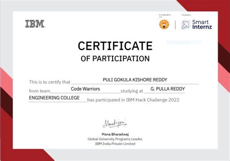 Gokula Kishore Reddy Puli On Linkedin Smartinternz Ibm