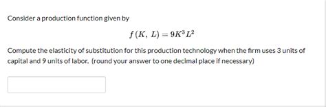 Solved Consider A Production Function Given By F K L