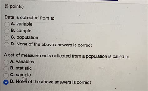Solved 2 Points Data Is Collected From A A Variable B