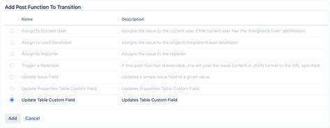 How To Configure Table Custom Field Post Function