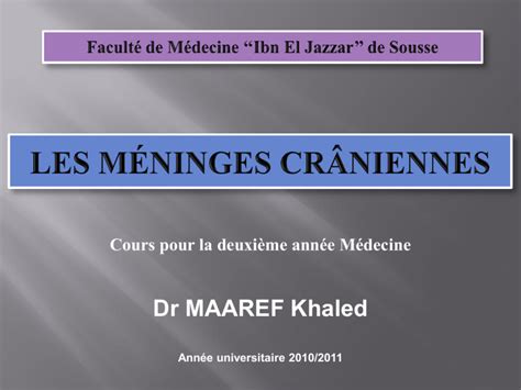 Dr Maaref Khaled Cours Pour La Deuxième Année Médecine Année Universitaire 20102011