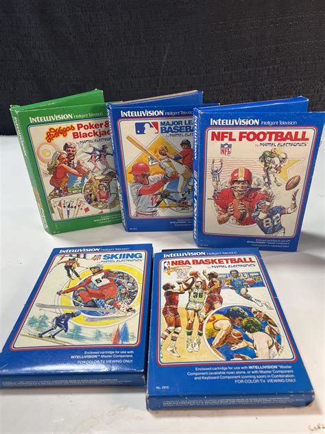 Lot 5 Sports Mattel Intellivision Game System Cartridges With Sticker And Paperwork Untested