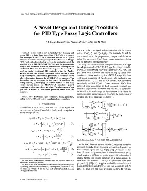 Pdf A Novel Design And Tuning Procedure For Pid Type Fuzzy Logic Controllers