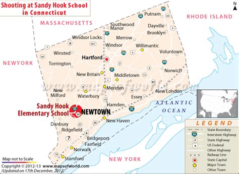 Location Map Of Sandy Hook Elementrary School Shooting In Newtown