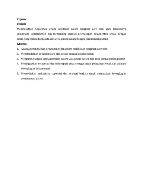 Tujuan Umum Dan Khusus Care Plan Pdf