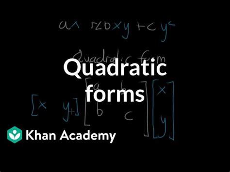 Expressing A Quadratic Form With A Matrix Video Summary And Q A Glasp
