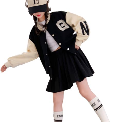 몽키카카 여아 츄리닝 상하복 주니어 초등학생 야구점퍼 집업 자켓 스커트세트 블랙 에이블리