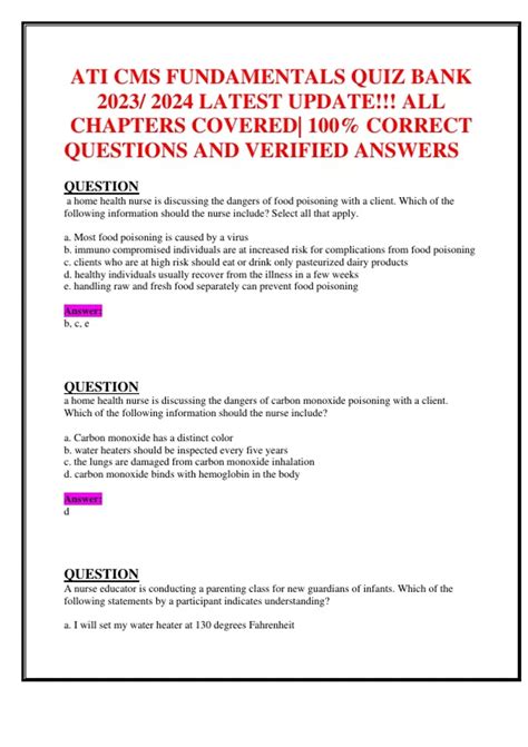 Ati Fundamentals Cms Proctored Exams Bundled Together 2023 2024 Latest 100 Correct