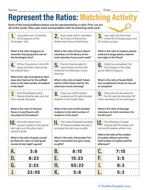 Represent The Ratios Matching Activity Thư Viện Tiếng Anh
