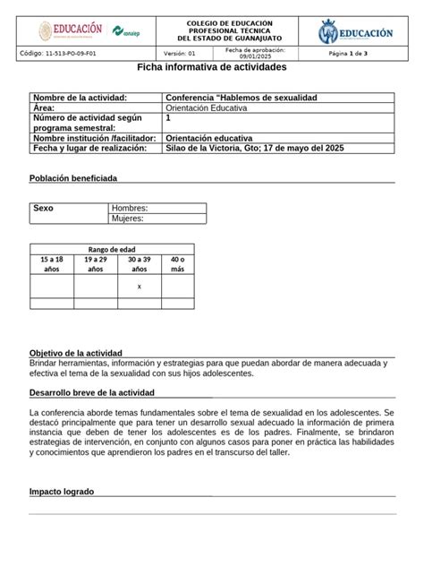Ficha Informativa Pdf La Sexualidad Humana