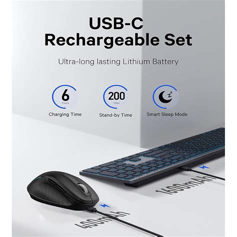 Rgb Backlit Silent Wireless Keyboard And Mouse Combo 2 4g Dual Mode Rechargeable Wireless