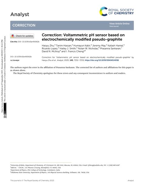 Pdf Correction Voltammetric Ph Sensor Based On Electrochemically
