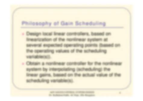 Gain Scheduling Advanced Control System Design For Aerospace Vehicles Lecture Slides
