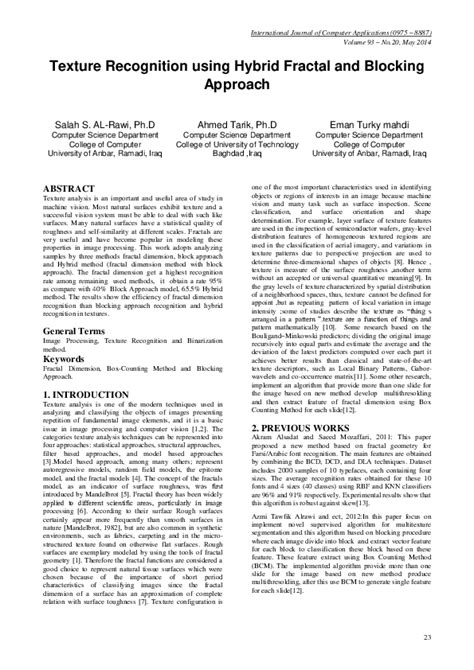 pdf texture recognition using hybrid fractal and blocking approach